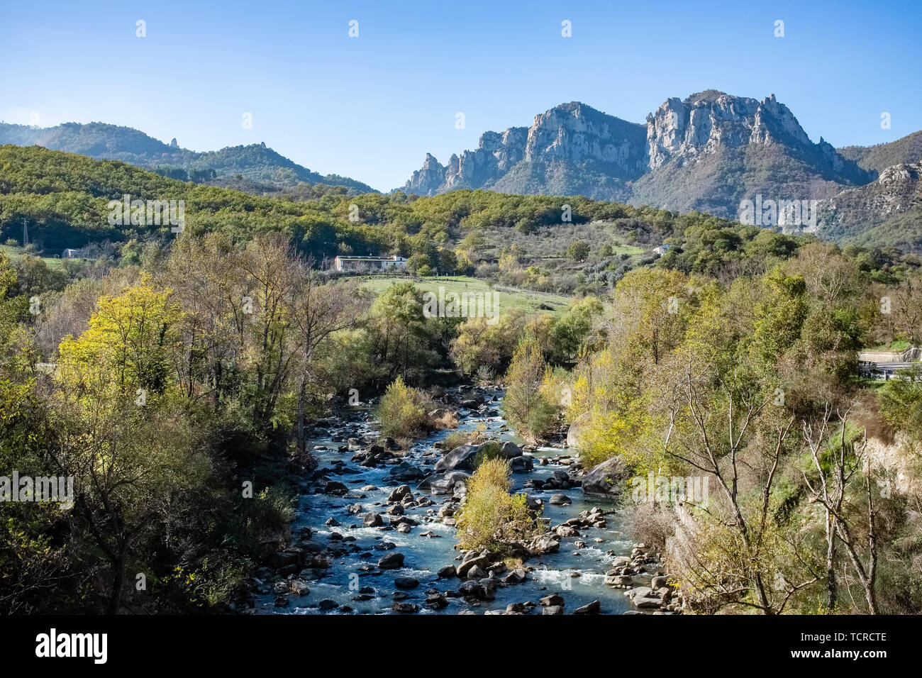 Landscape of Dolomites of Basilicata mountains called Dolomiti Lucane ...