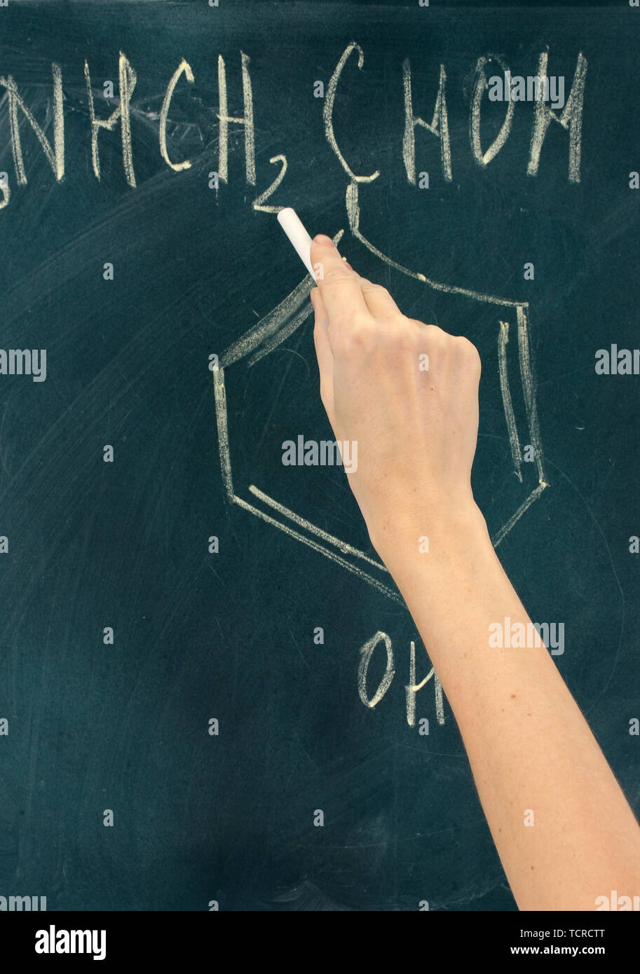 Chemical structure formula written on blackboard with chalk Stock Photo ...