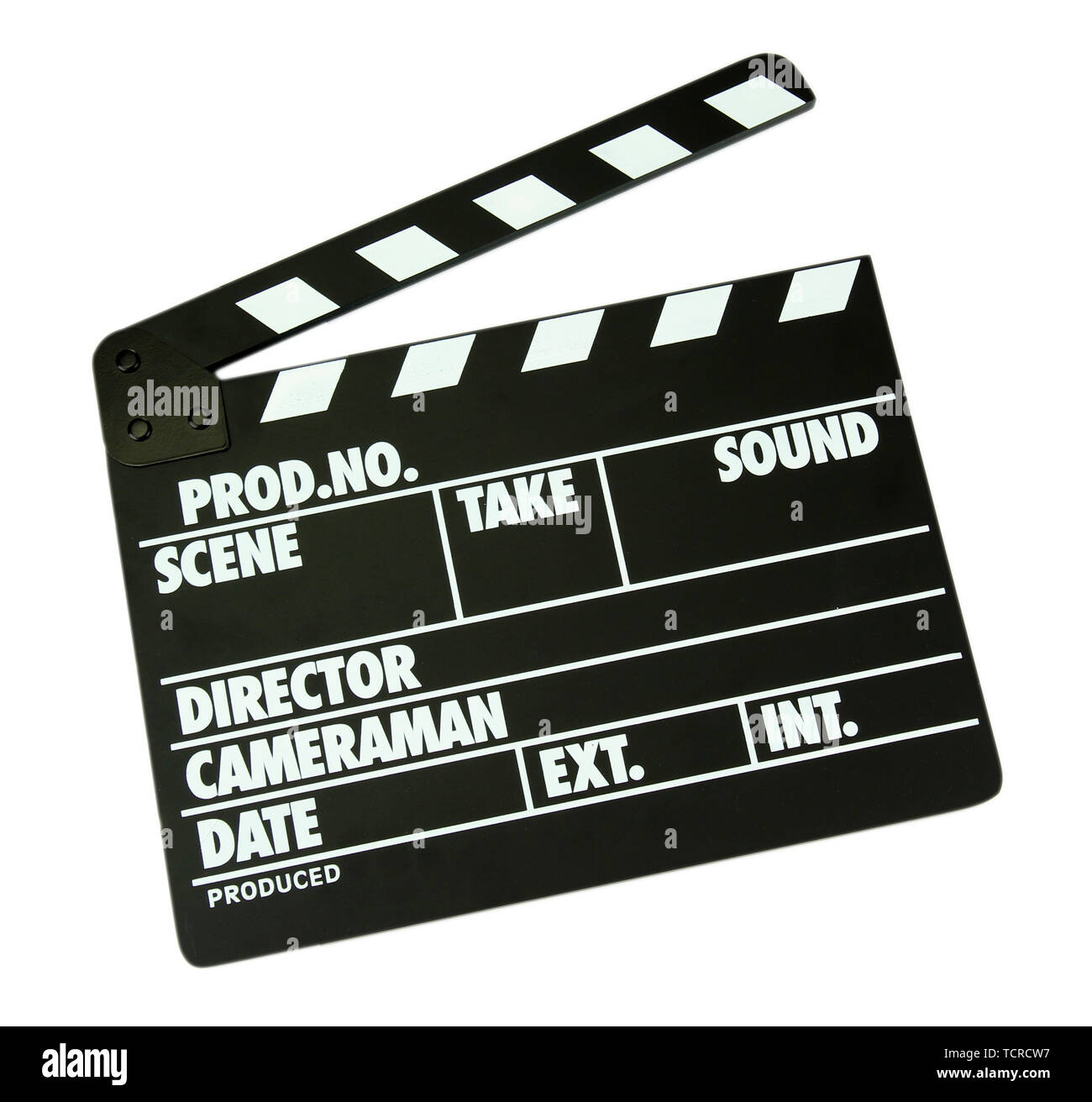 Movie production clapper board isolated on white Stock Photo - Alamy
