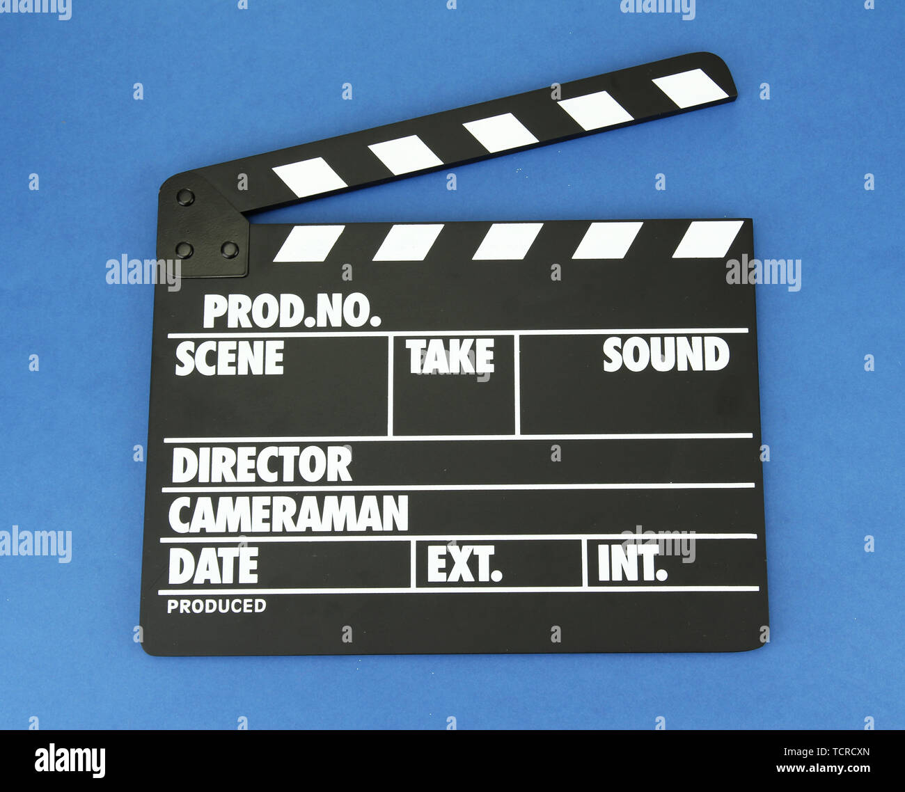 Movie production clapper board on color background Stock Photo - Alamy