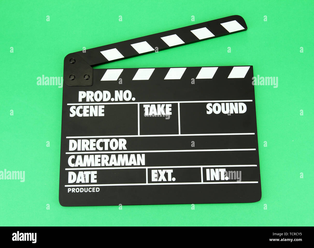 Movie production clapper board on color background Stock Photo - Alamy