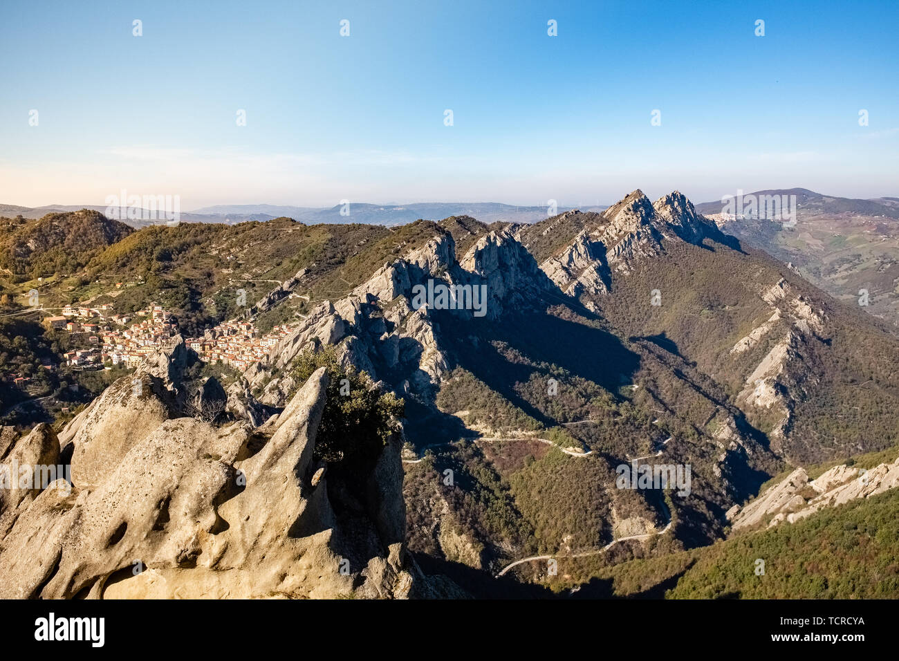 Landscape of Dolomites of Basilicata mountains called Dolomiti Lucane ...