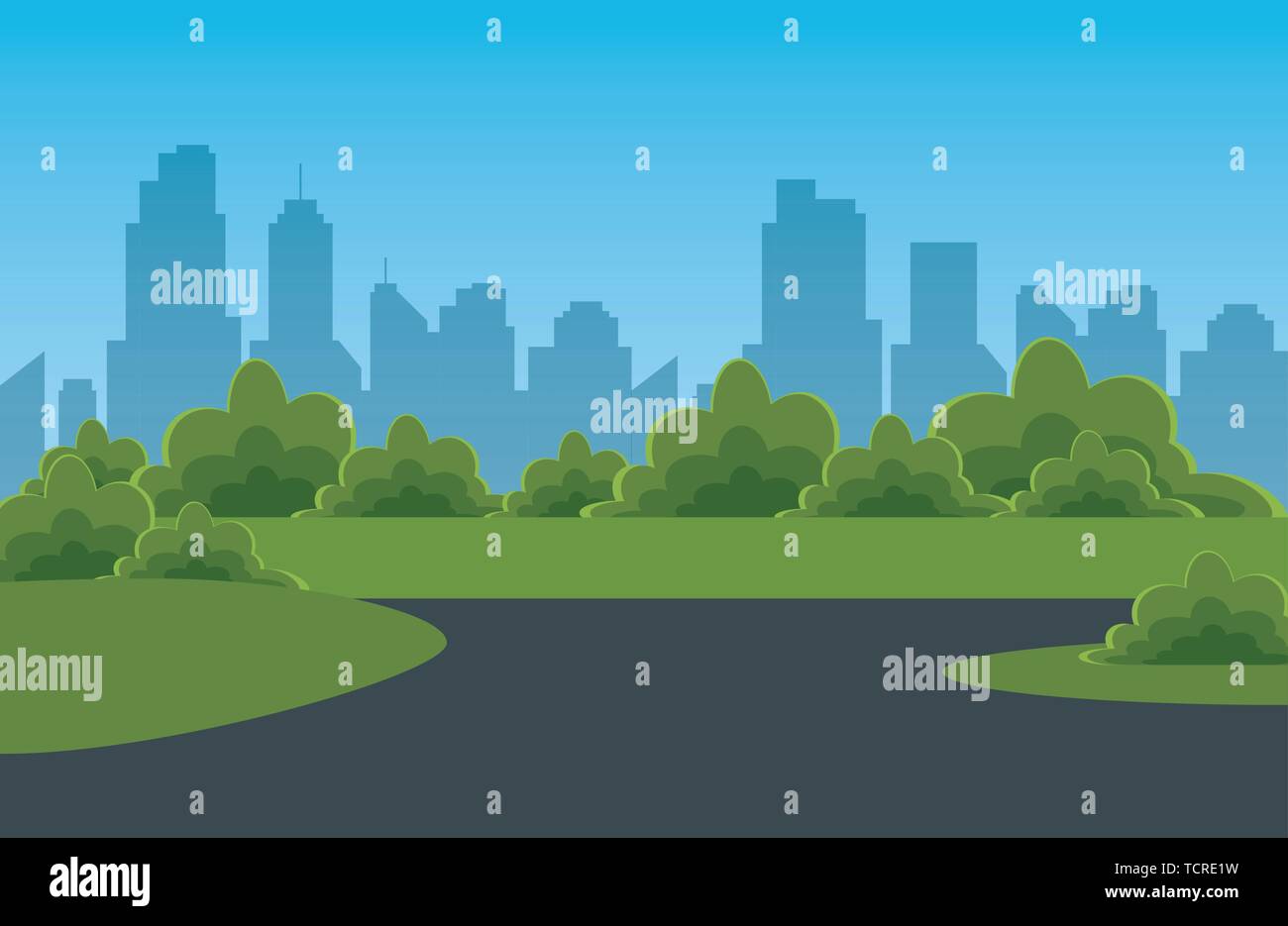 park with bushes plants and building cityscape Stock Vector Image & Art ...