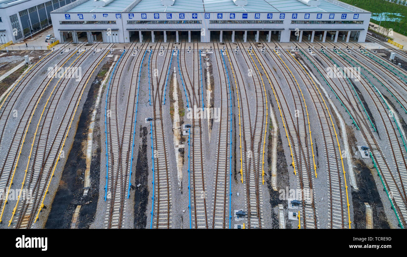 Aerial auction station depot Stock Photo - Alamy