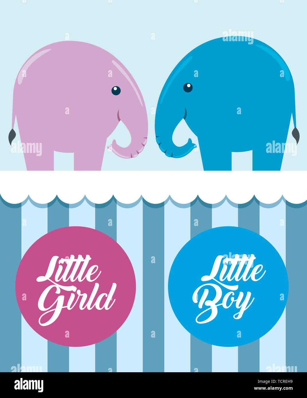 pink and blue elephants with little boy and girl labels Stock Vector ...