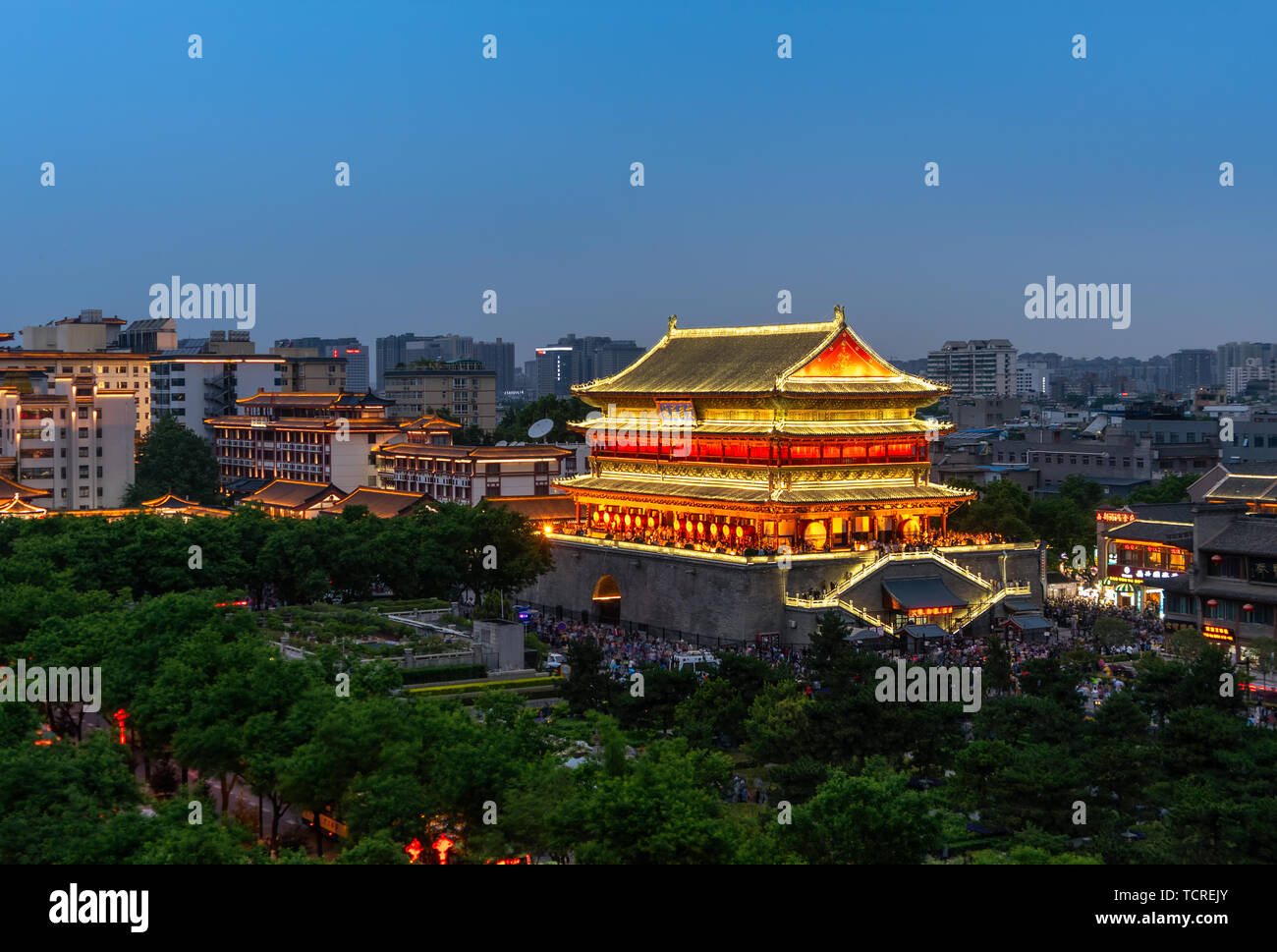 Night View of Gulou in Xi'an Stock Photo - Alamy