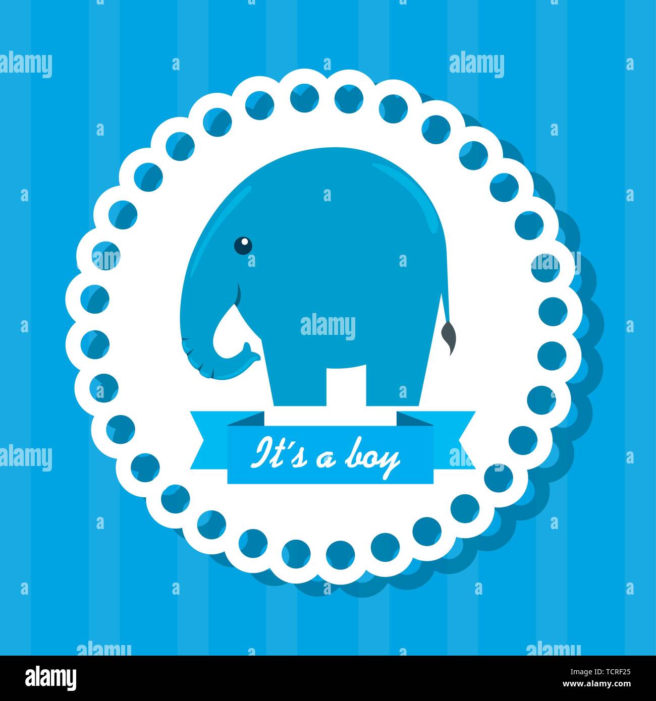label of blue elegant and ribbon with its a boy message Stock Vector ...
