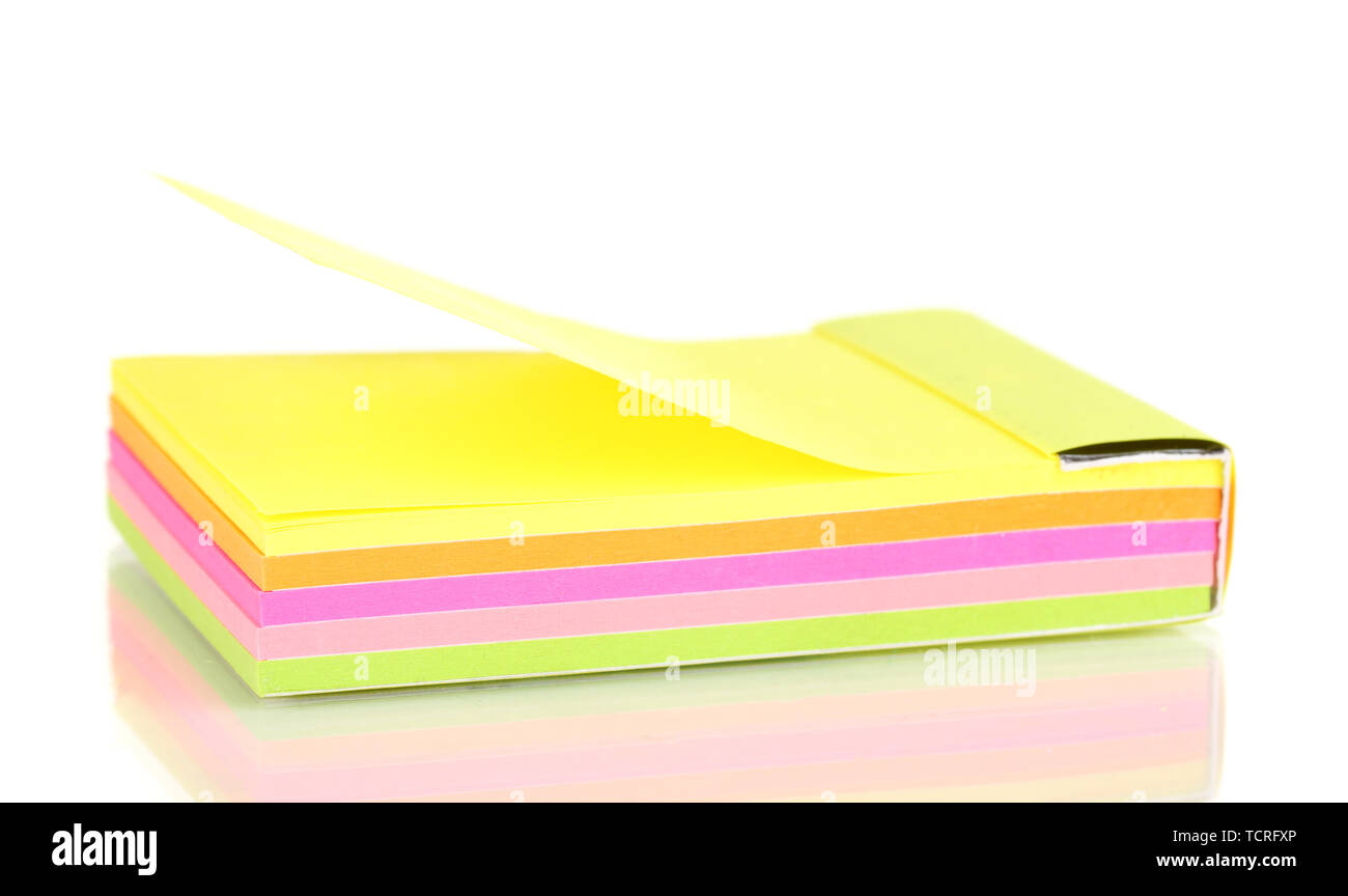 Stack of colorful Sticky Notes isolated on white Stock Photo - Alamy