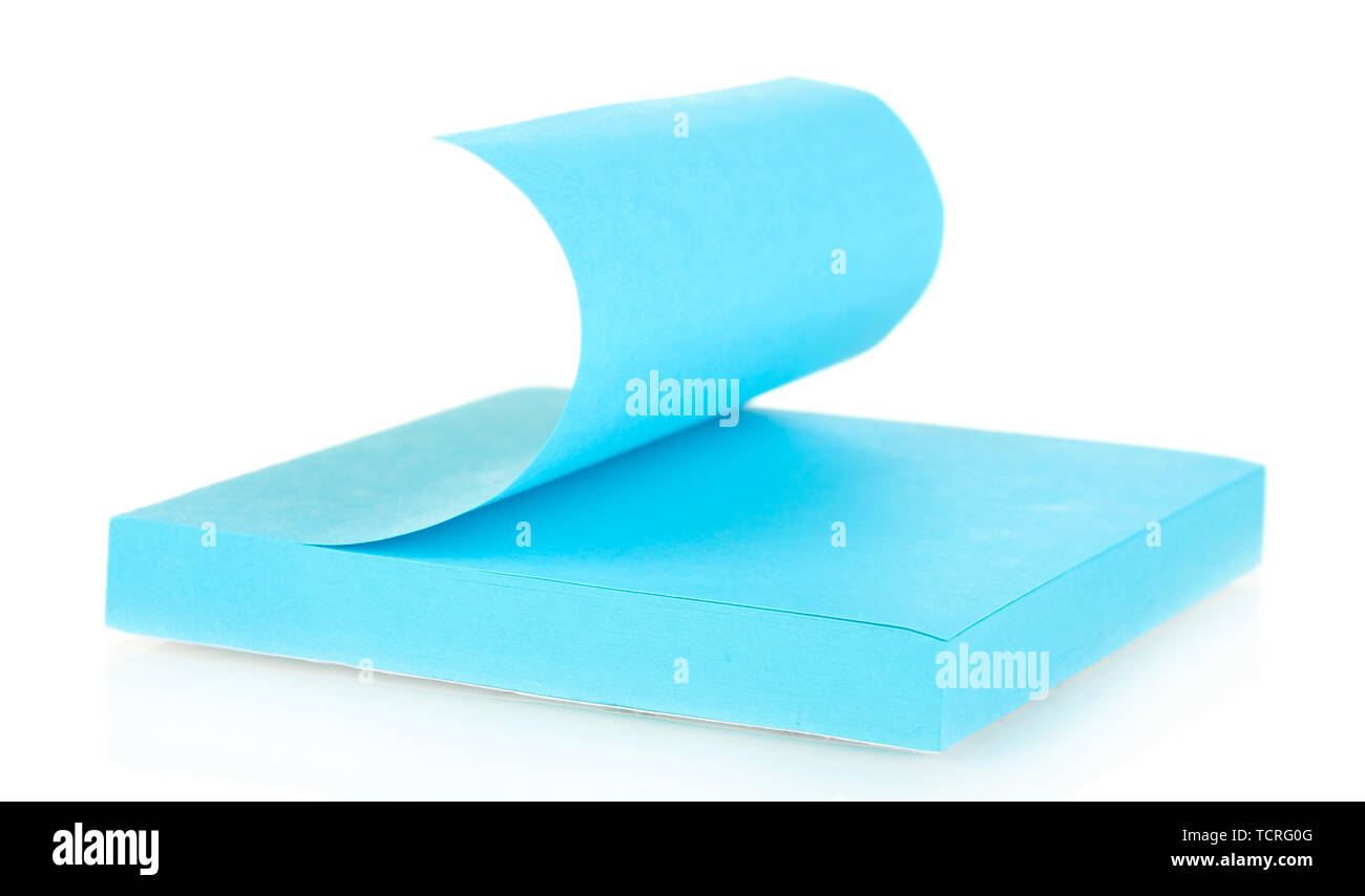 Blue sticky notes isolated on white Stock Photo - Alamy
