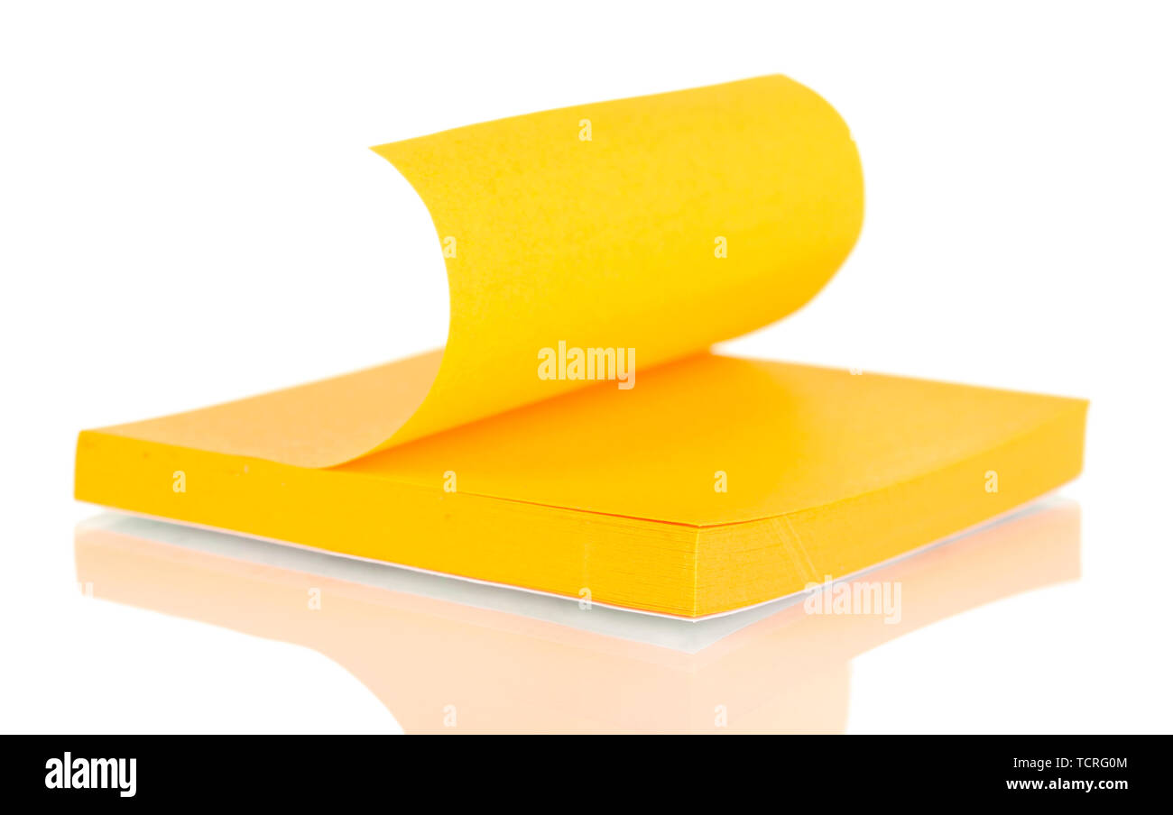 Orange sticky notes isolated on white Stock Photo - Alamy
