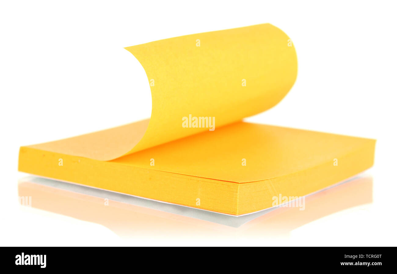 Orange sticky notes isolated on white Stock Photo - Alamy