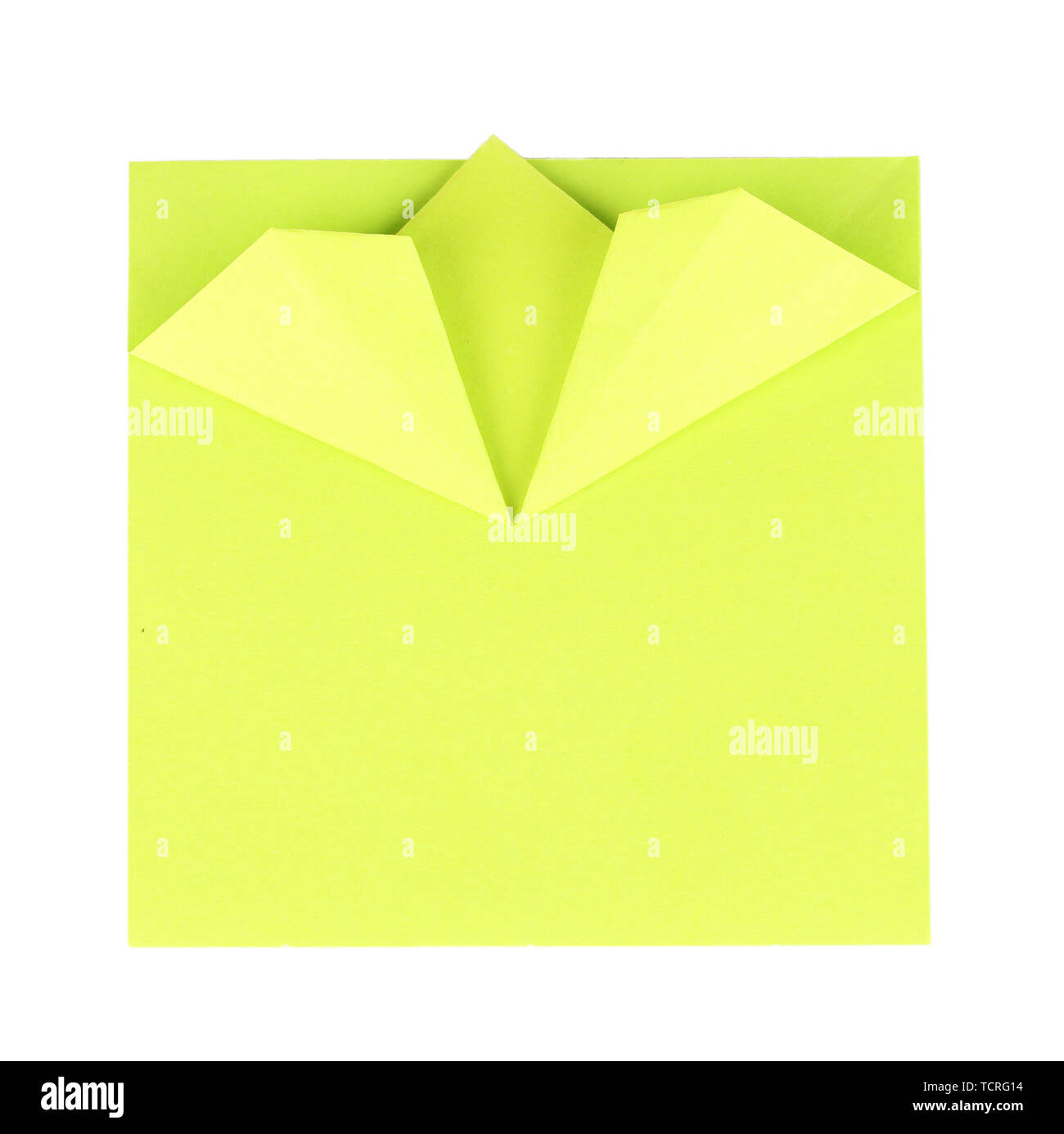 Green sticky notes isolated on white Stock Photo - Alamy