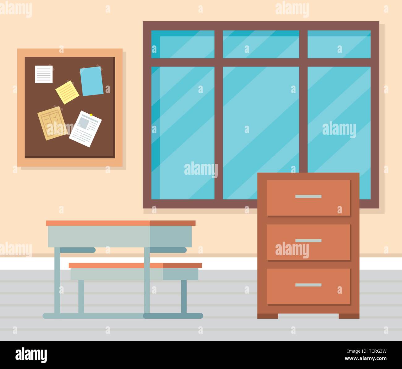 academic classroom with desk and note board Stock Vector Image & Art ...