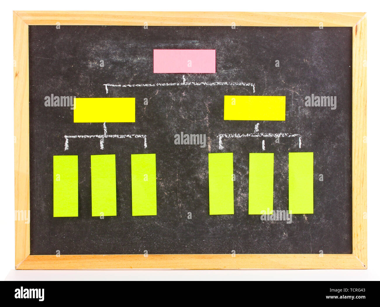 Scheme made of colorful sticky papers on board isolated on white Stock ...