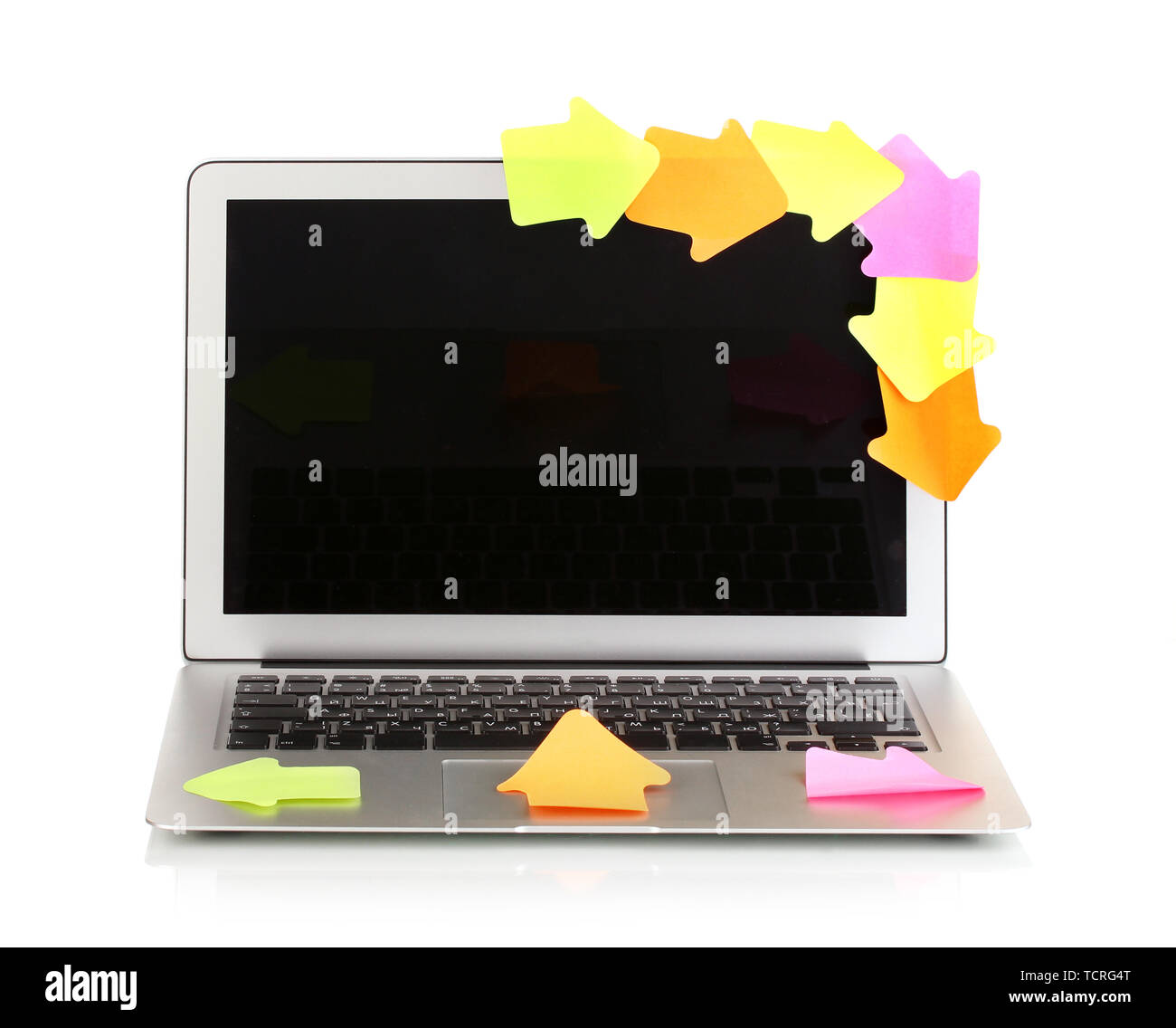 Laptop with empty stickers isolated on white Stock Photo - Alamy