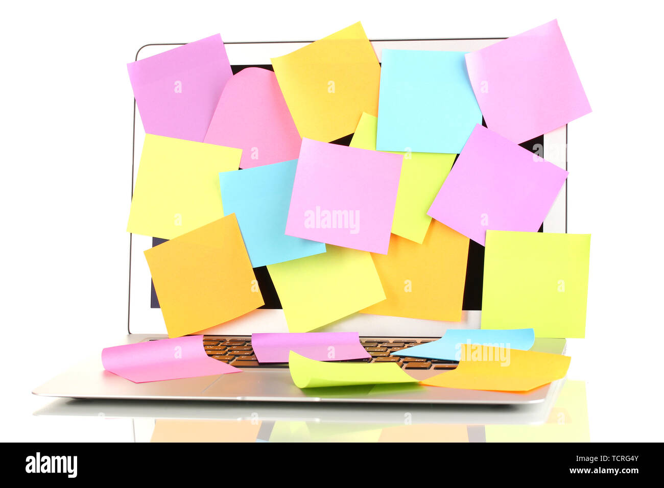 Laptop with empty stickers isolated on white Stock Photo - Alamy