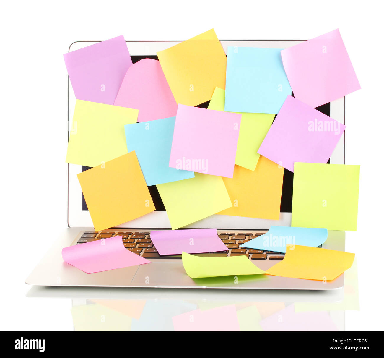 Laptop with empty stickers isolated on white Stock Photo - Alamy