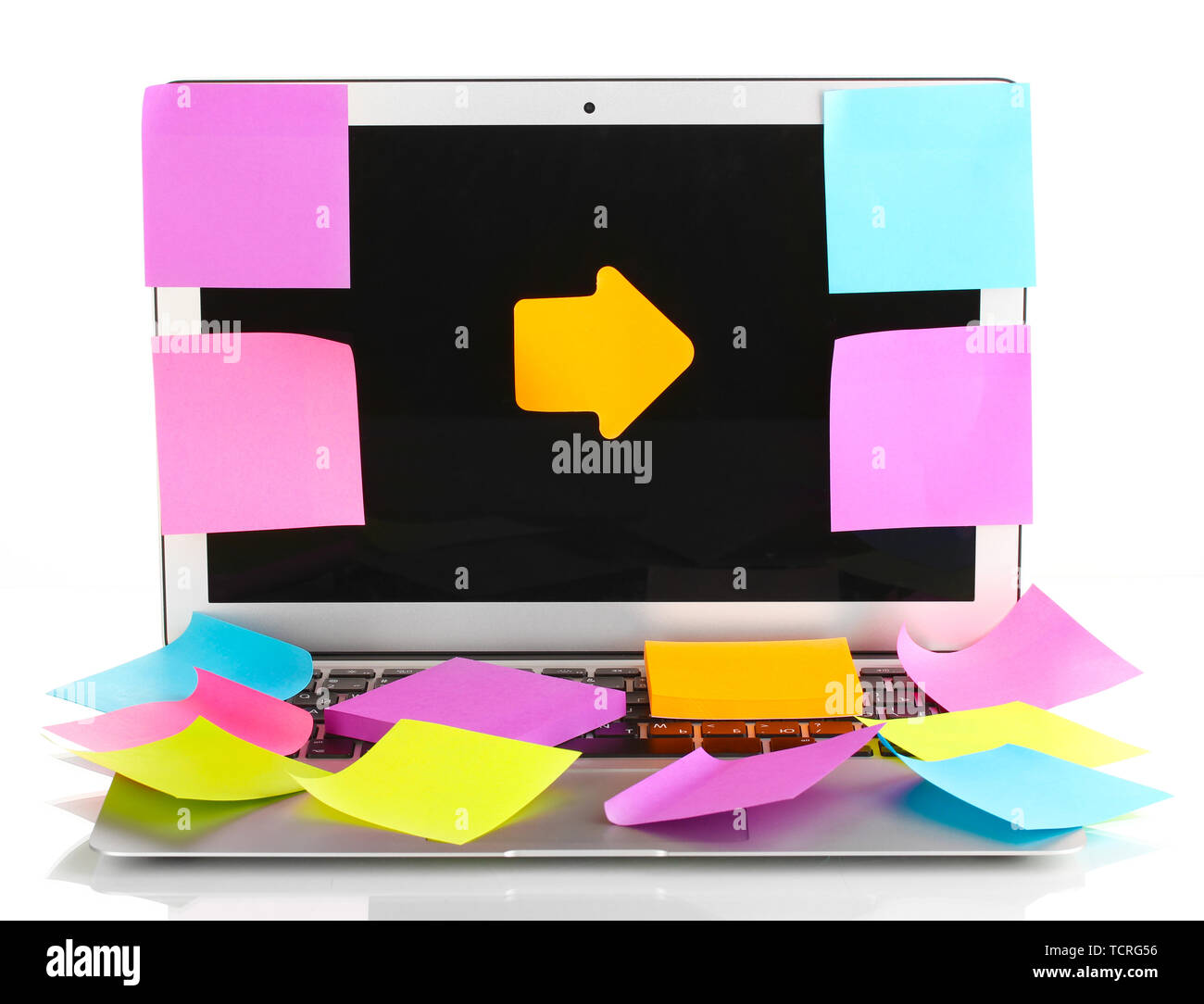 Laptop with empty stickers isolated on white Stock Photo - Alamy