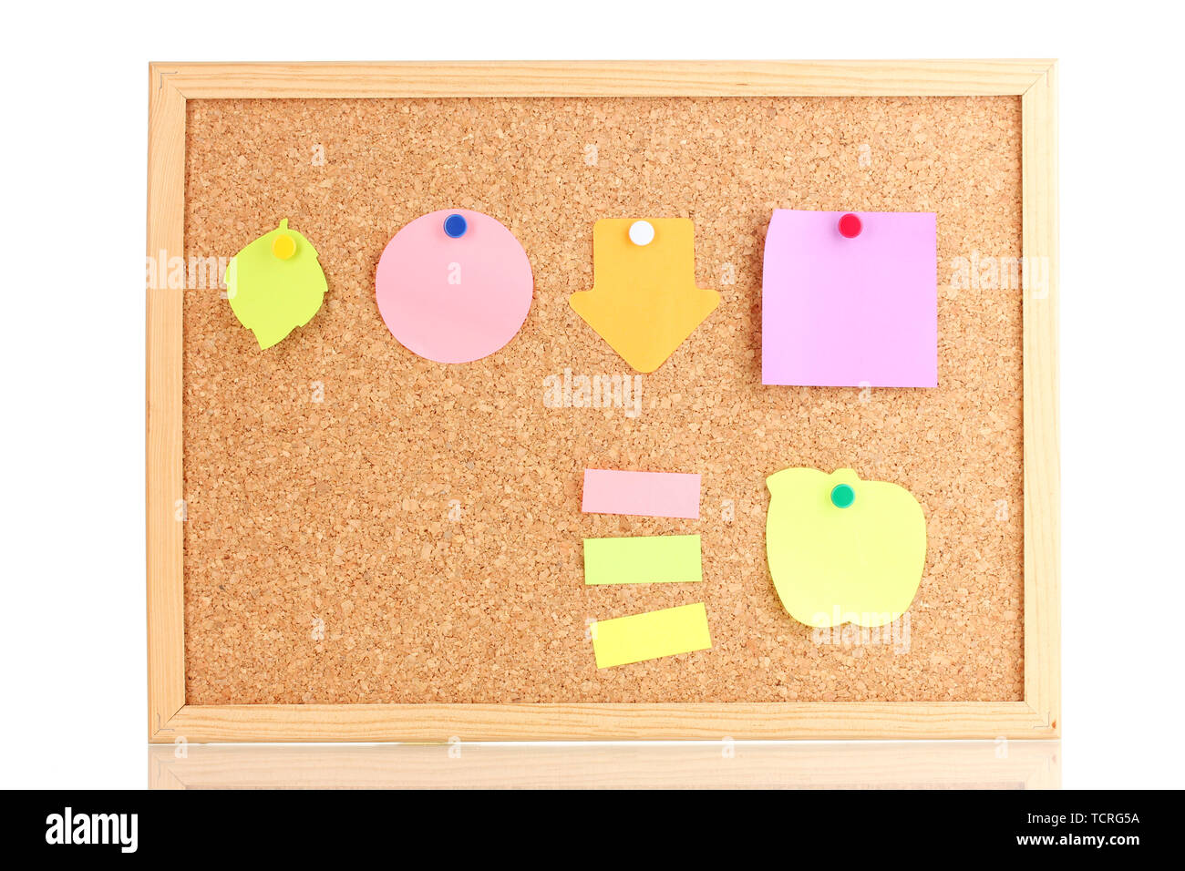 Colorful sticky notes on board isolated on white Stock Photo - Alamy
