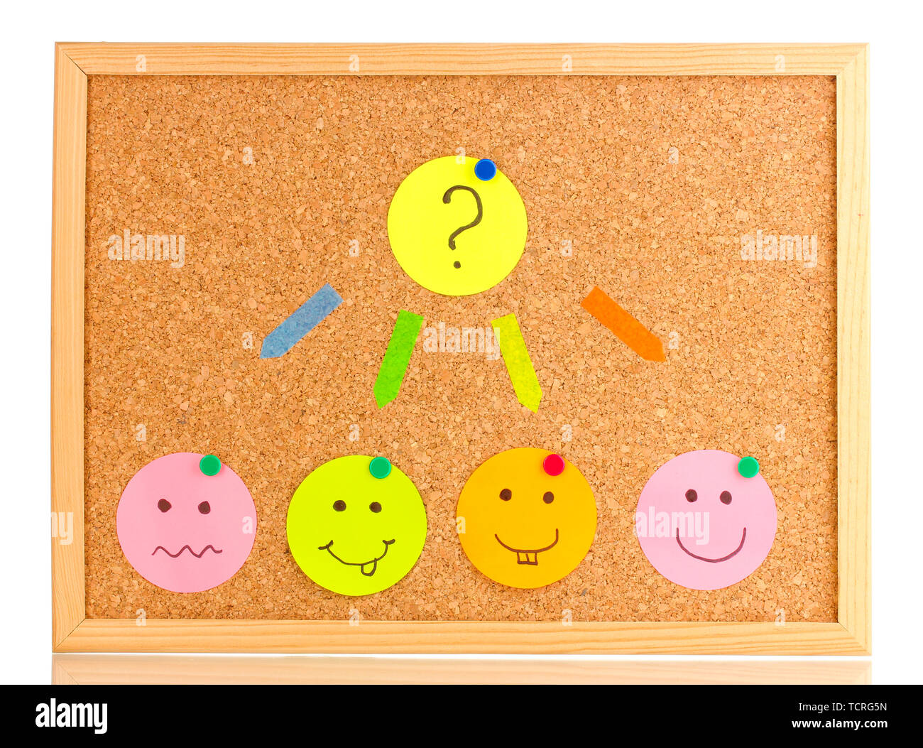 Colorful sticky notes on board isolated on white Stock Photo - Alamy