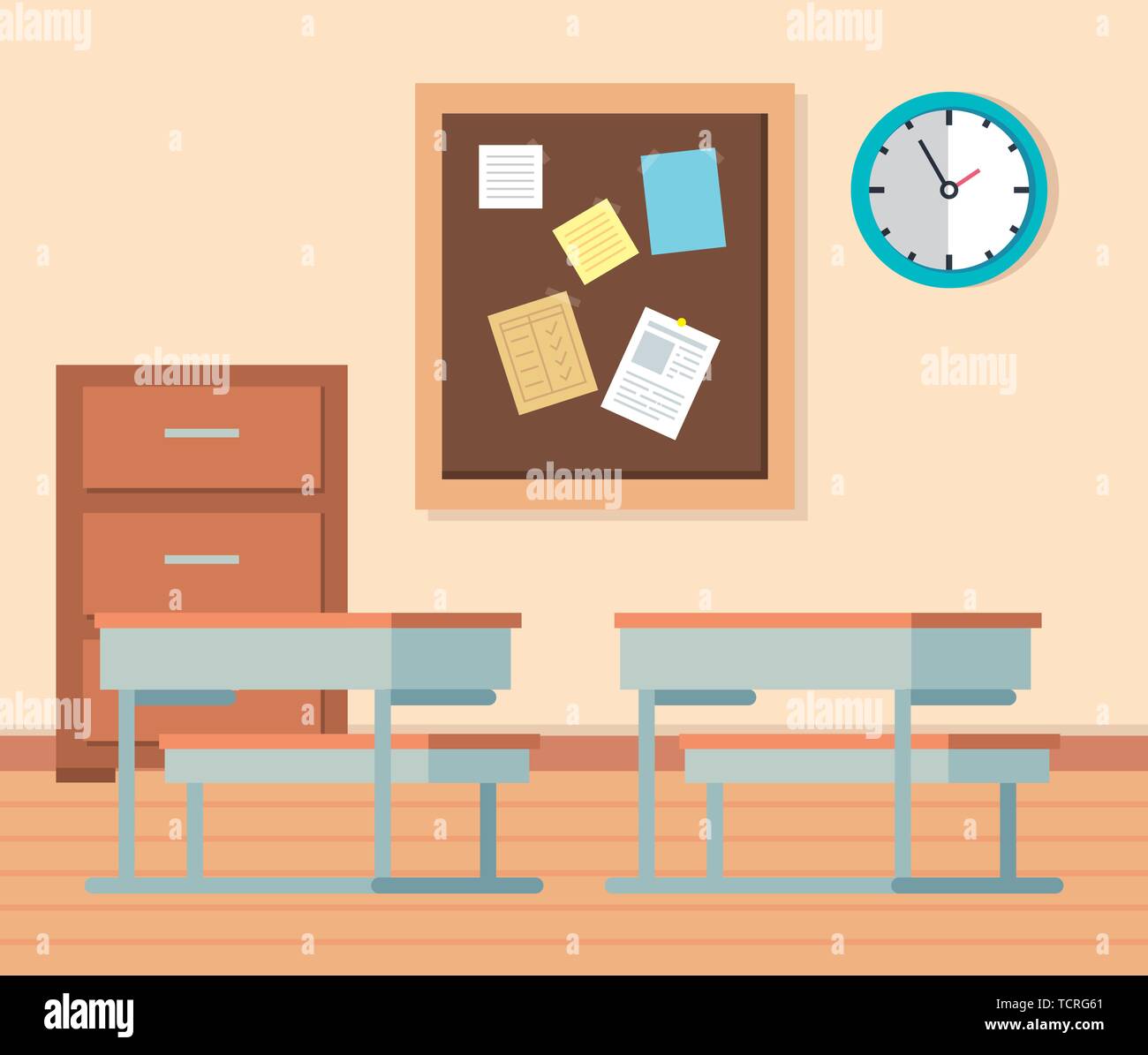 academic classroom with desks and note board Stock Vector Image & Art ...