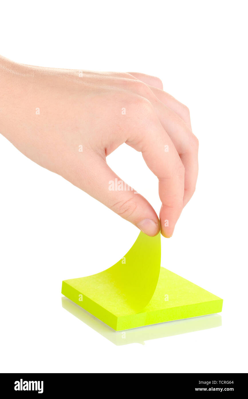 Hand holding sticky note Cut Out Stock Images & Pictures - Alamy