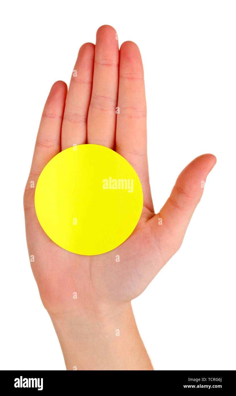hand with sticker isolated on white Stock Photo - Alamy