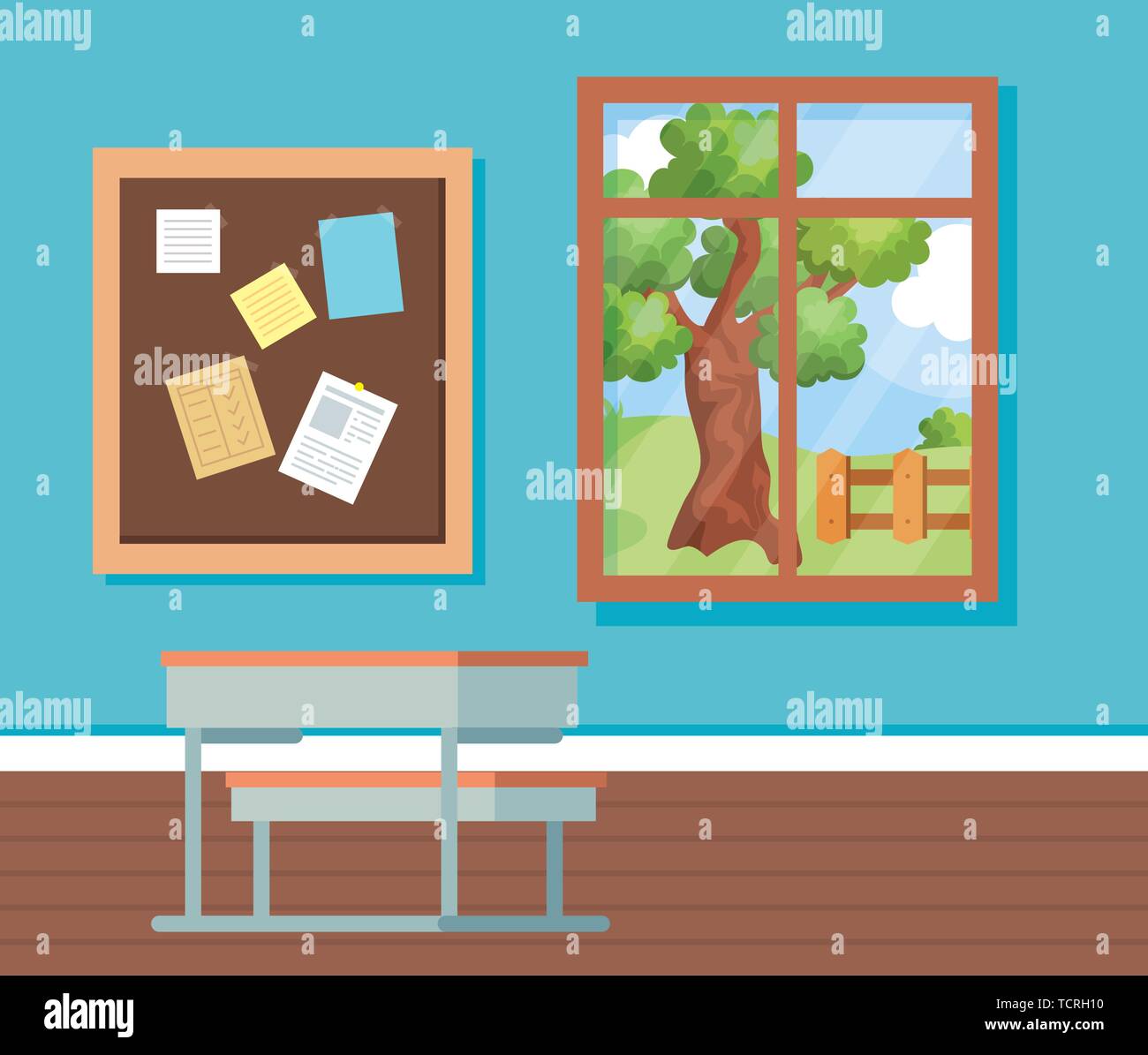 academic classroom with note board and desk Stock Vector Image & Art ...