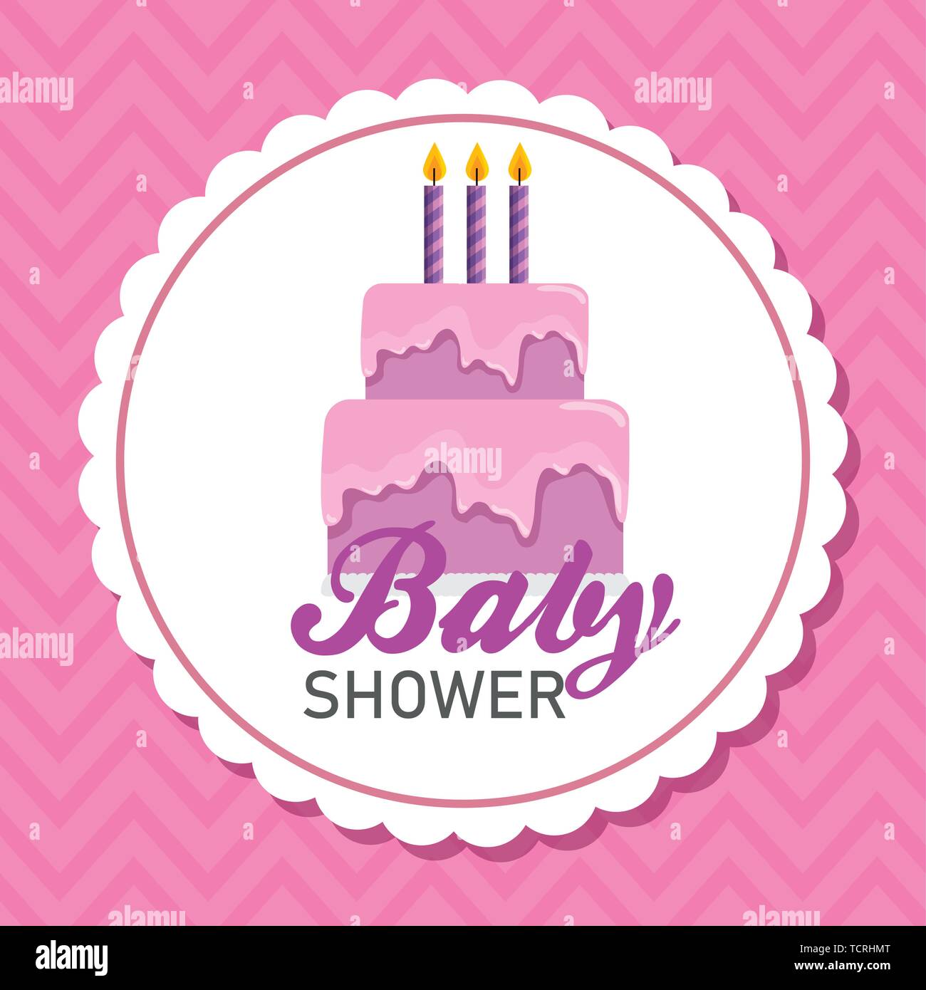 label of pink cake with candles decoration Stock Vector Image & Art - Alamy