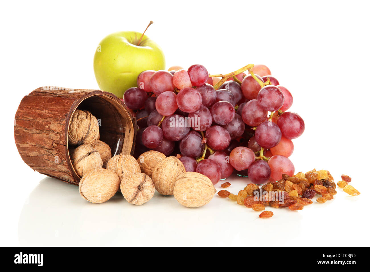 Grape with nuts isolated on white Stock Photo - Alamy