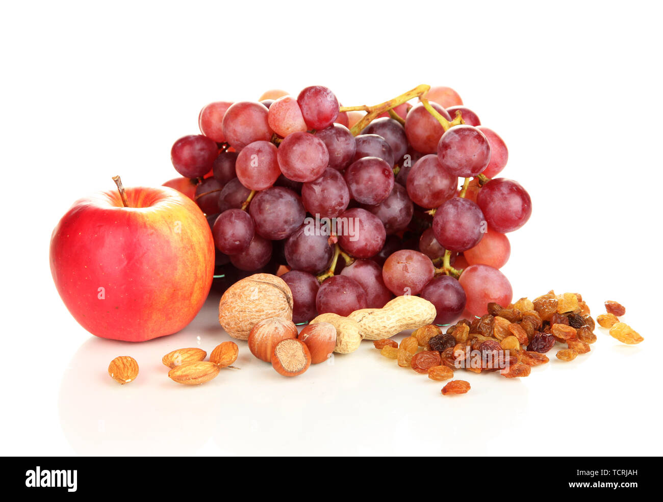 Grape with nuts isolated on white Stock Photo - Alamy