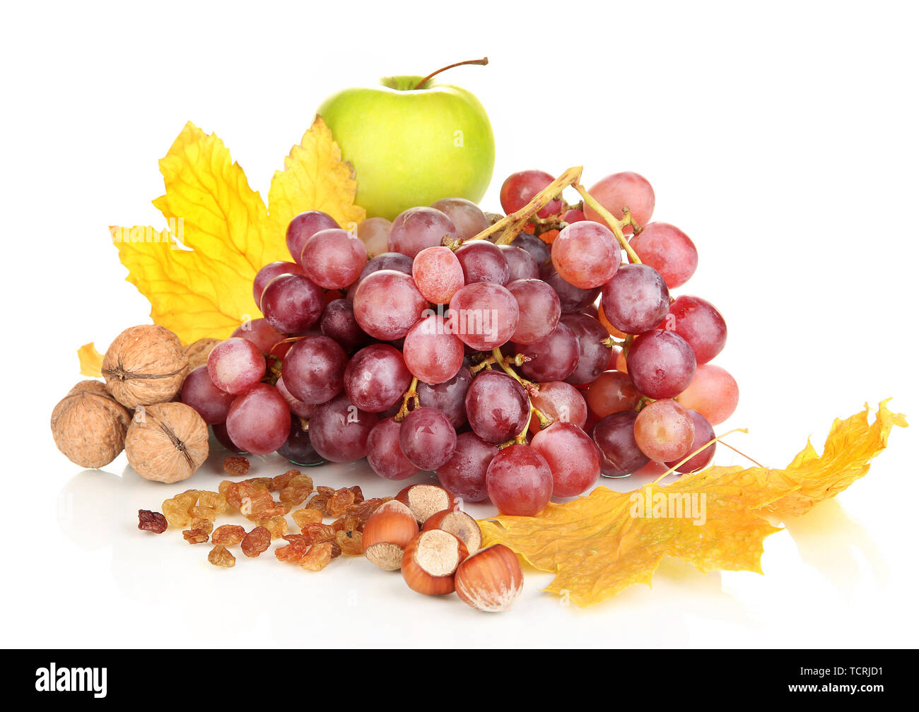 Grape with nuts isolated on white Stock Photo - Alamy