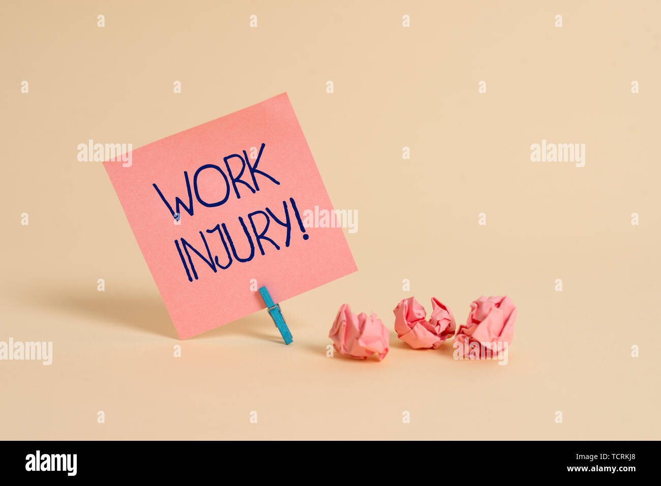 Handwriting text Work Injury. Conceptual photo accident that occurred ...