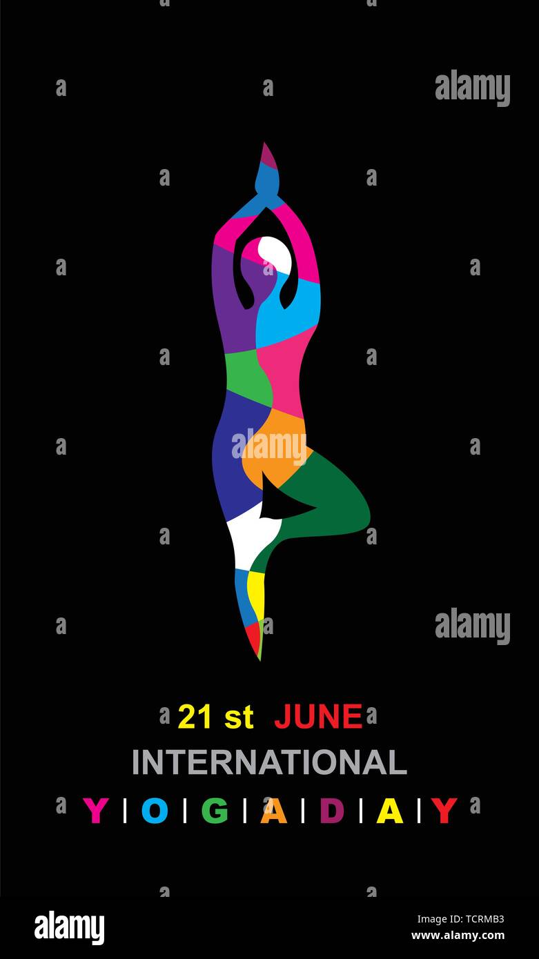 Vector illustration of Yoga June 21st international yoga day. Yoga ...