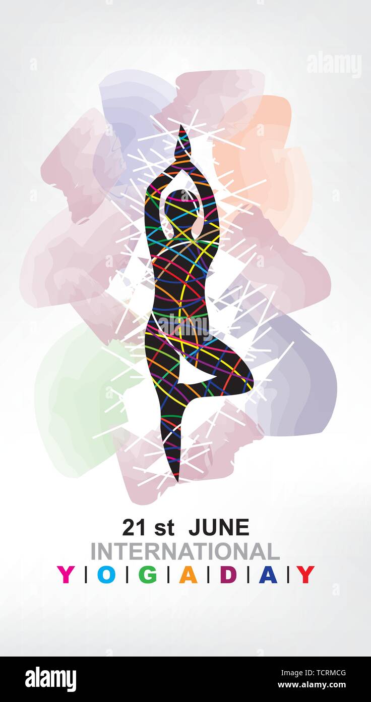 Vector illustration of Yoga June 21st international yoga day. Yoga ...