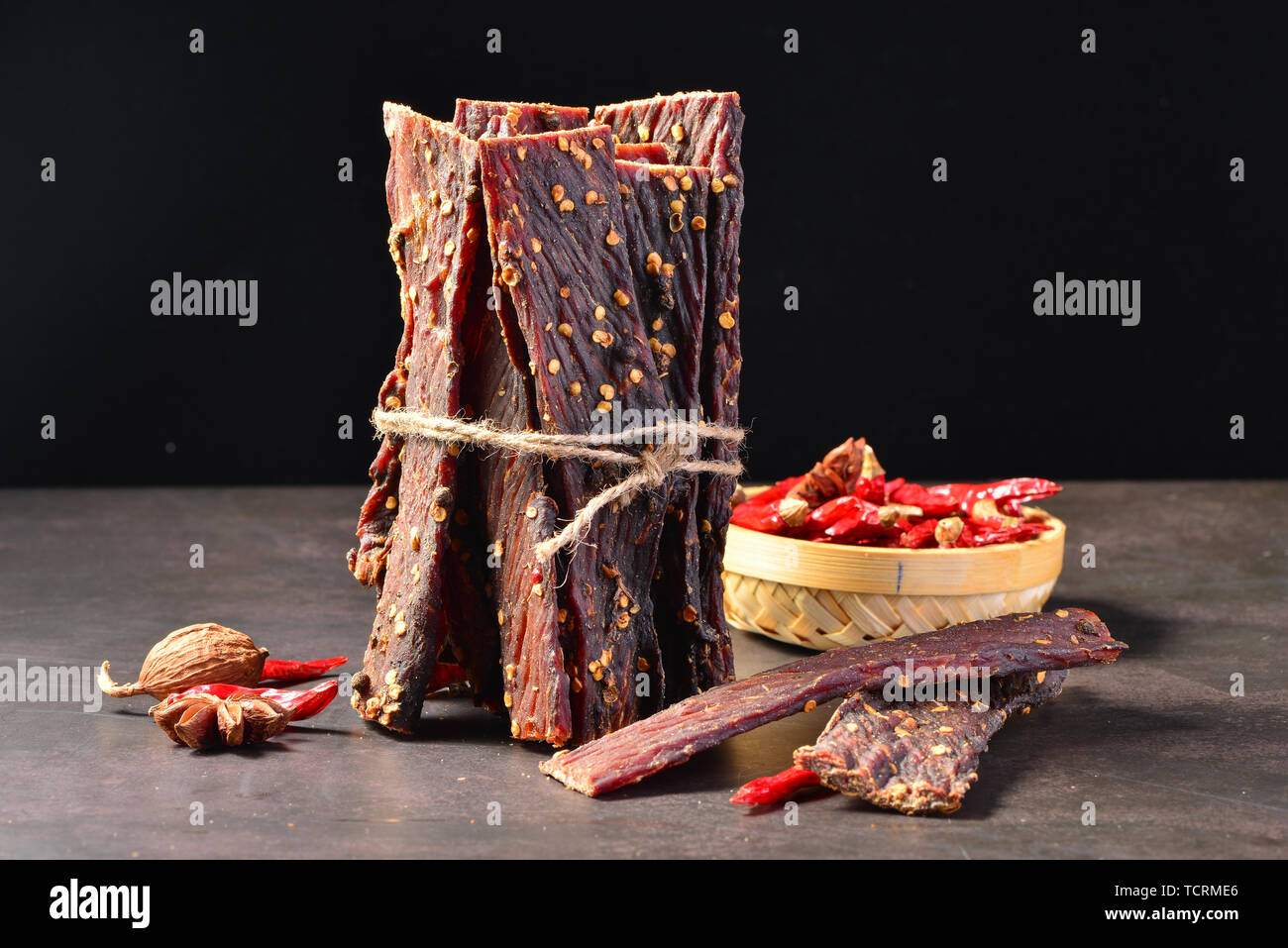 Air-dried hand-torn beef HD picture Stock Photo - Alamy
