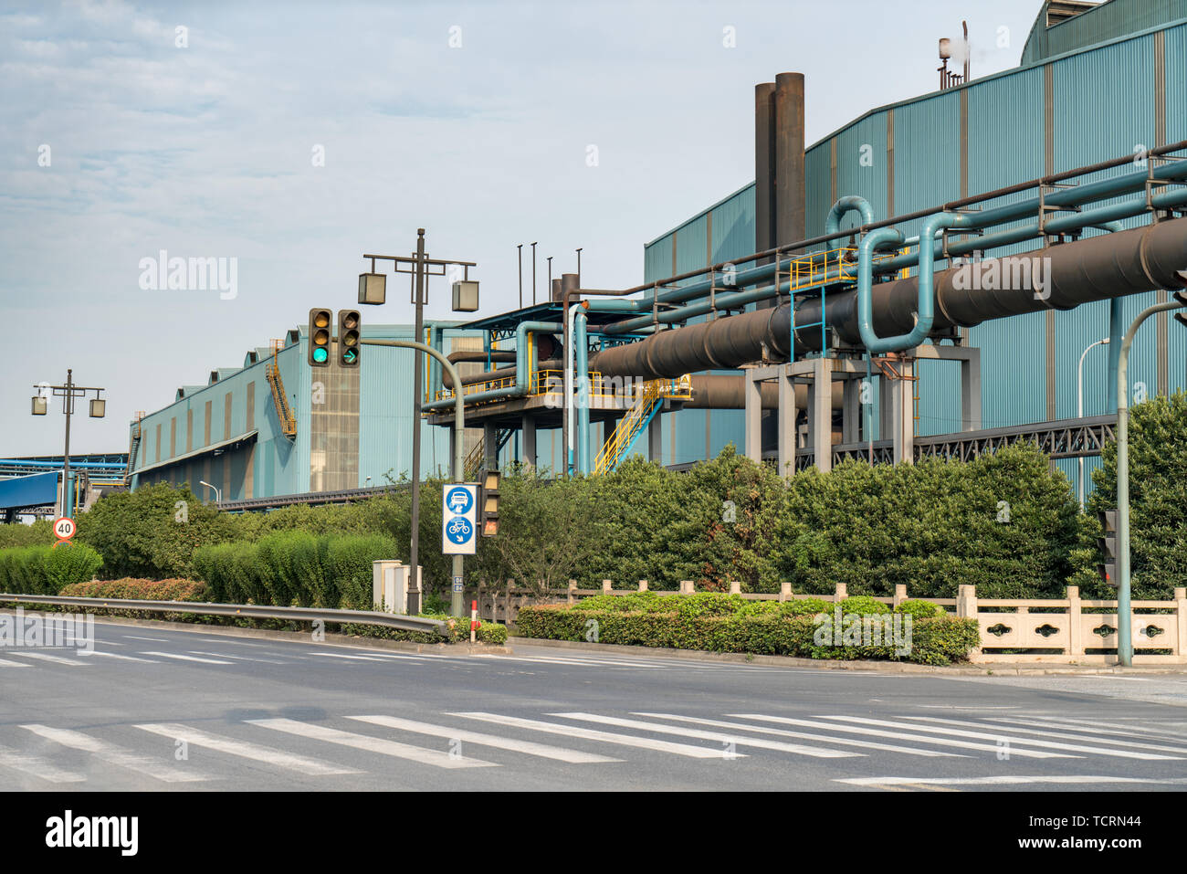 Factory buildings and roads Stock Photo - Alamy