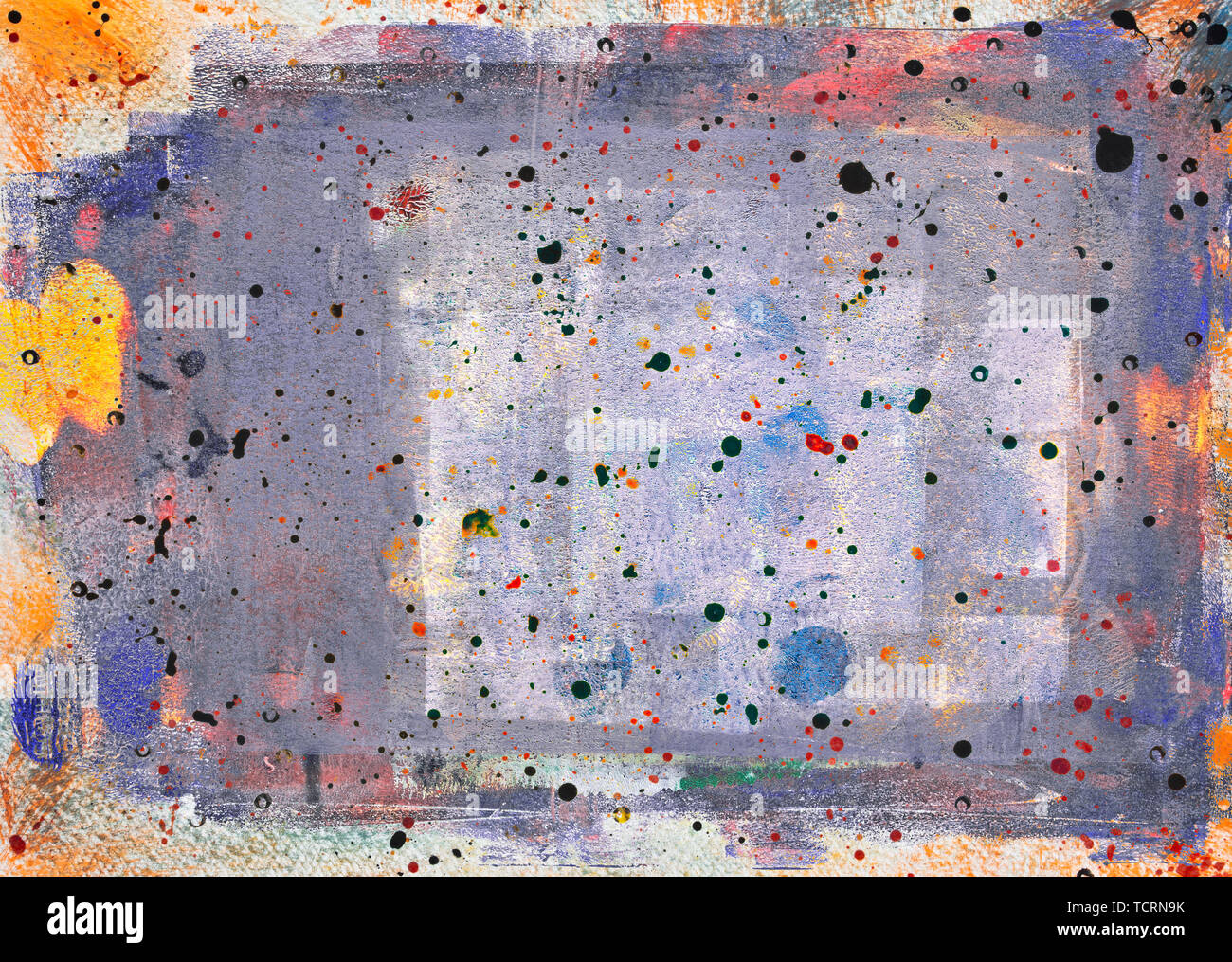 Handmade abstract acrylic design on watercolour paper background Stock ...