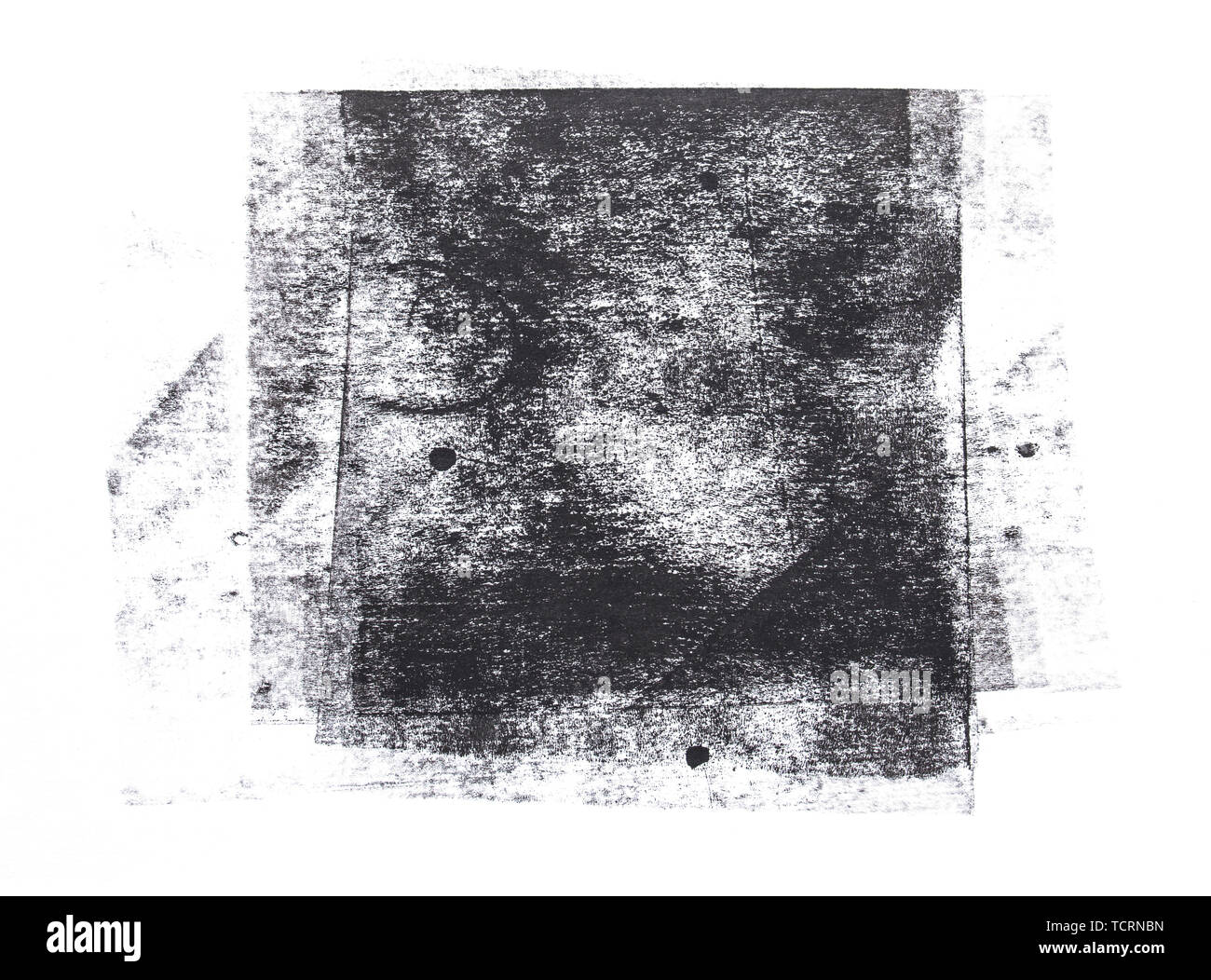 Rolled black acrylic paint in square shape with rich textured isolated ...