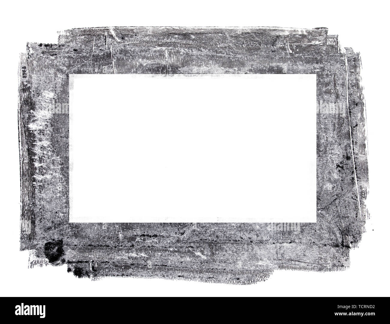 Creative grungy frame made with traditional painting media isolated on ...