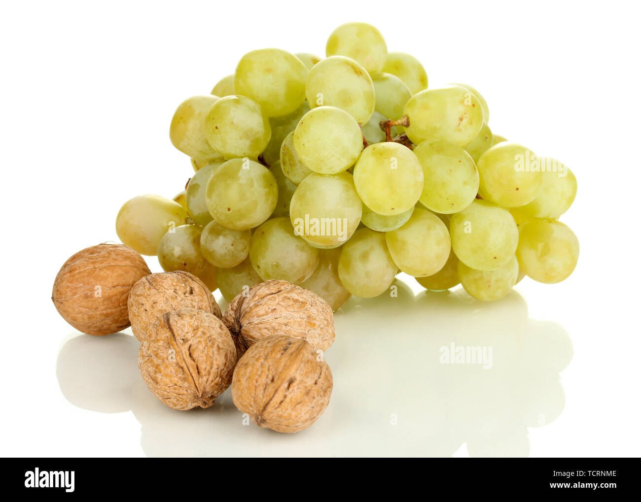 Green grape with nuts isolated on white Stock Photo - Alamy