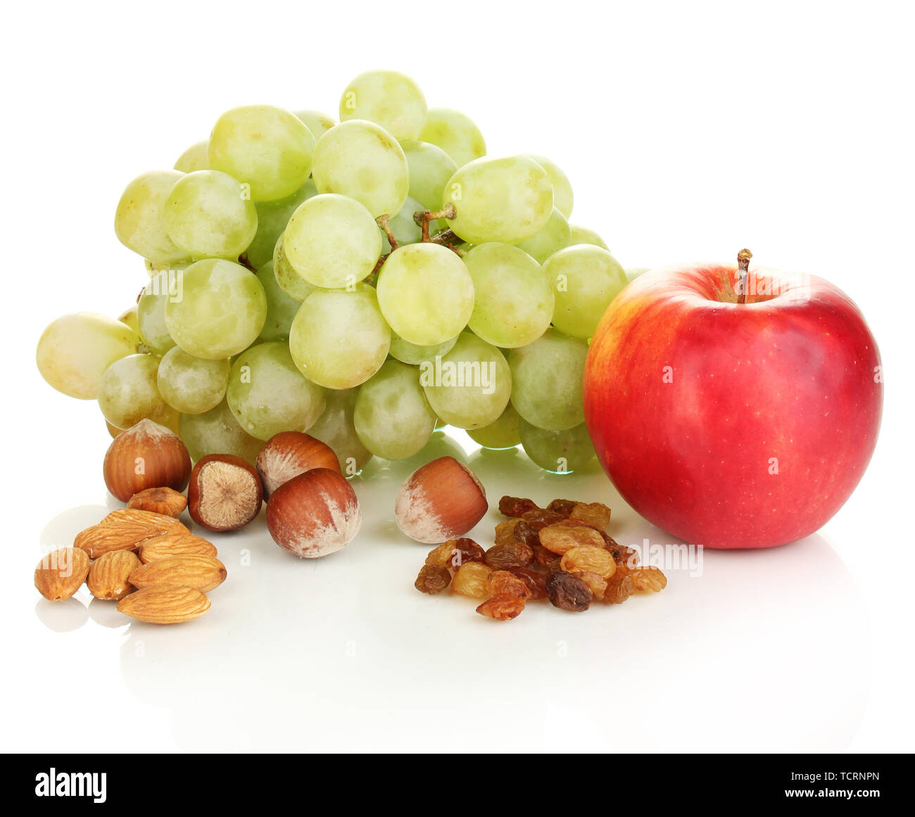 Green grape with nuts isolated on white Stock Photo - Alamy