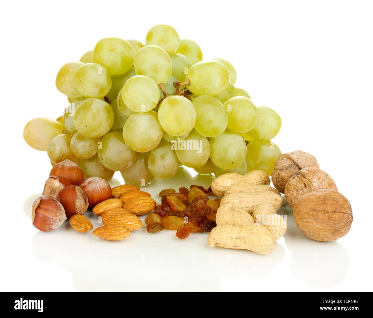 Green grape with nuts isolated on white Stock Photo - Alamy