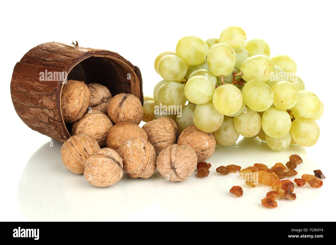 Green grape with nuts isolated on white Stock Photo - Alamy