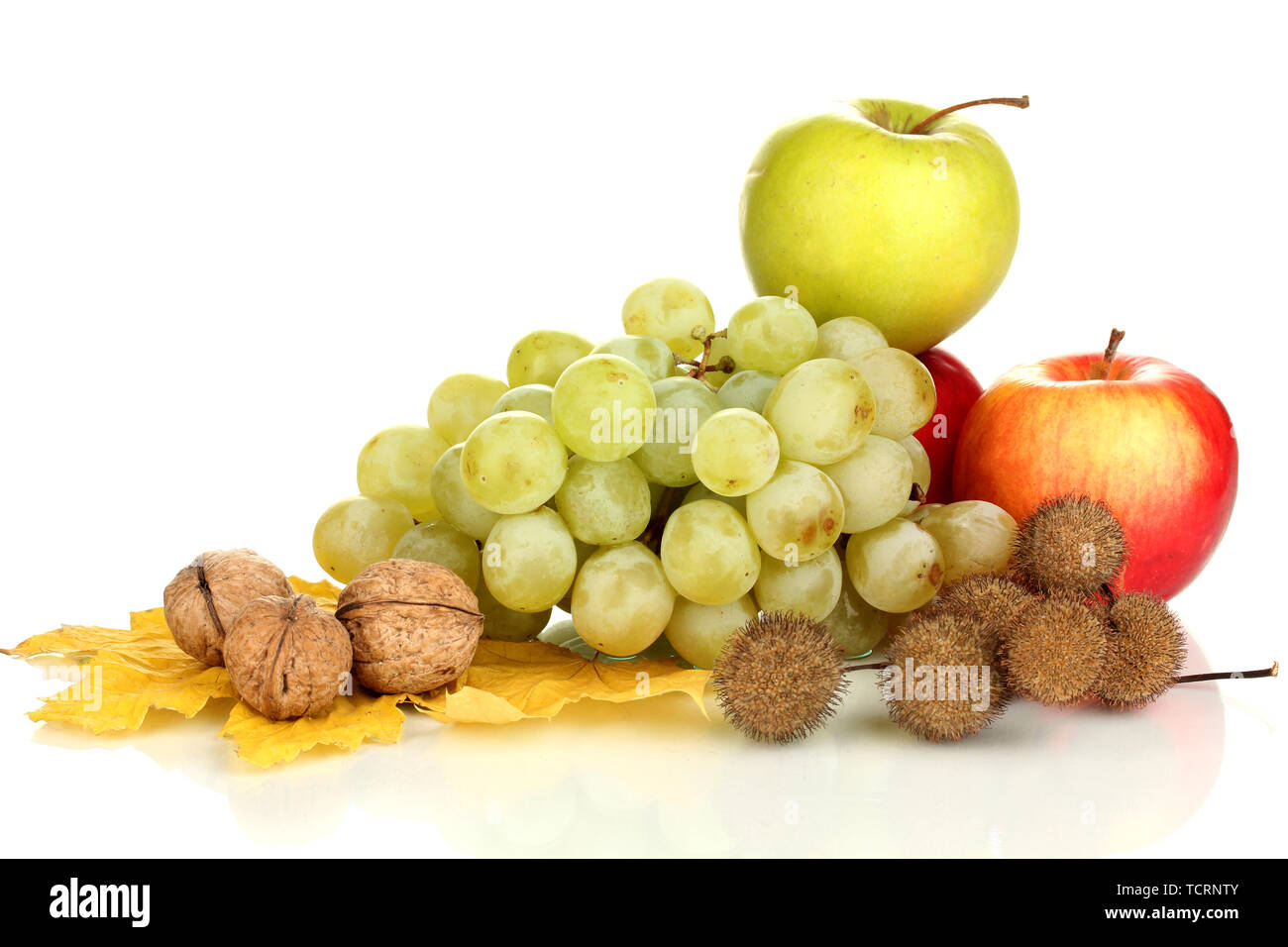 Green grape with nuts isolated on white Stock Photo - Alamy
