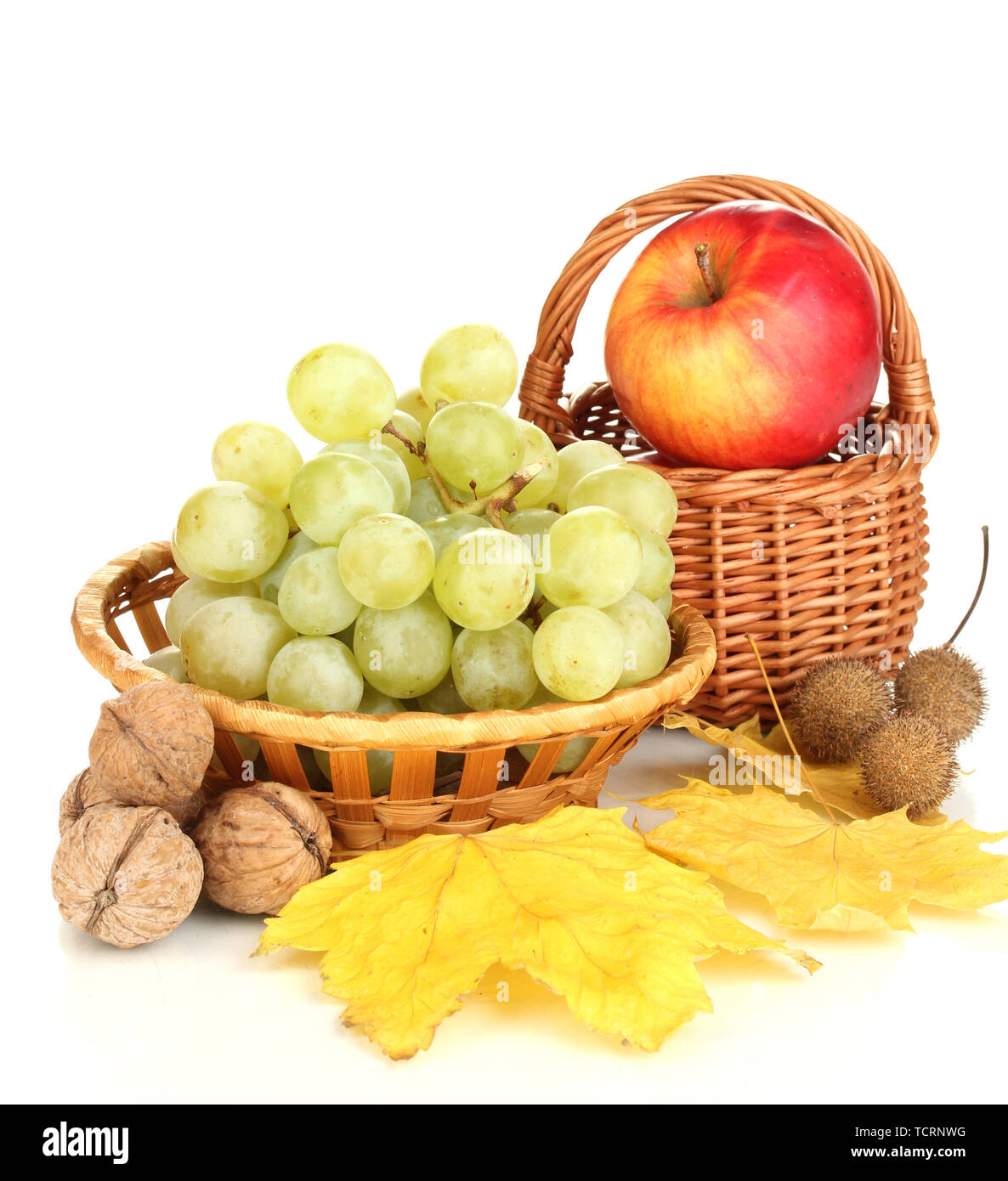 Green grape with nuts isolated on white Stock Photo - Alamy