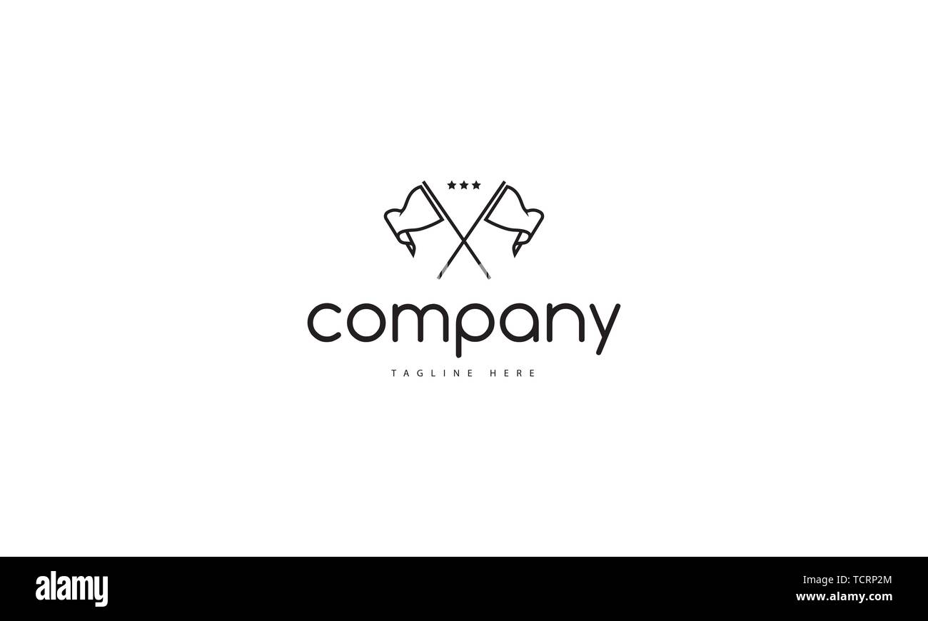 Two Flags abstract Black vector logo design image Stock Vector Image ...