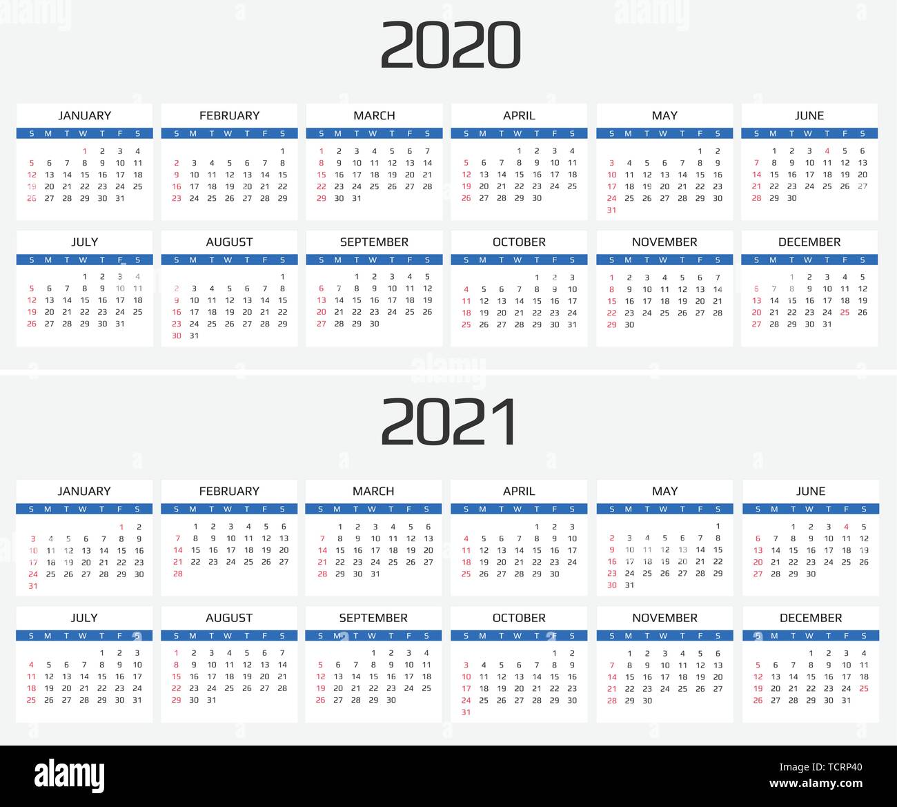 Calendar 2020 and 2021 template. 12 Months. include holiday event Stock ...
