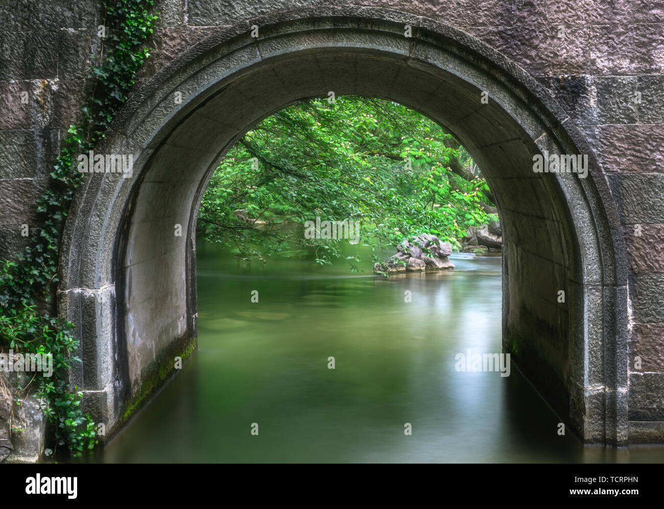 Stone arch bridge bridge cave Stock Photo - Alamy