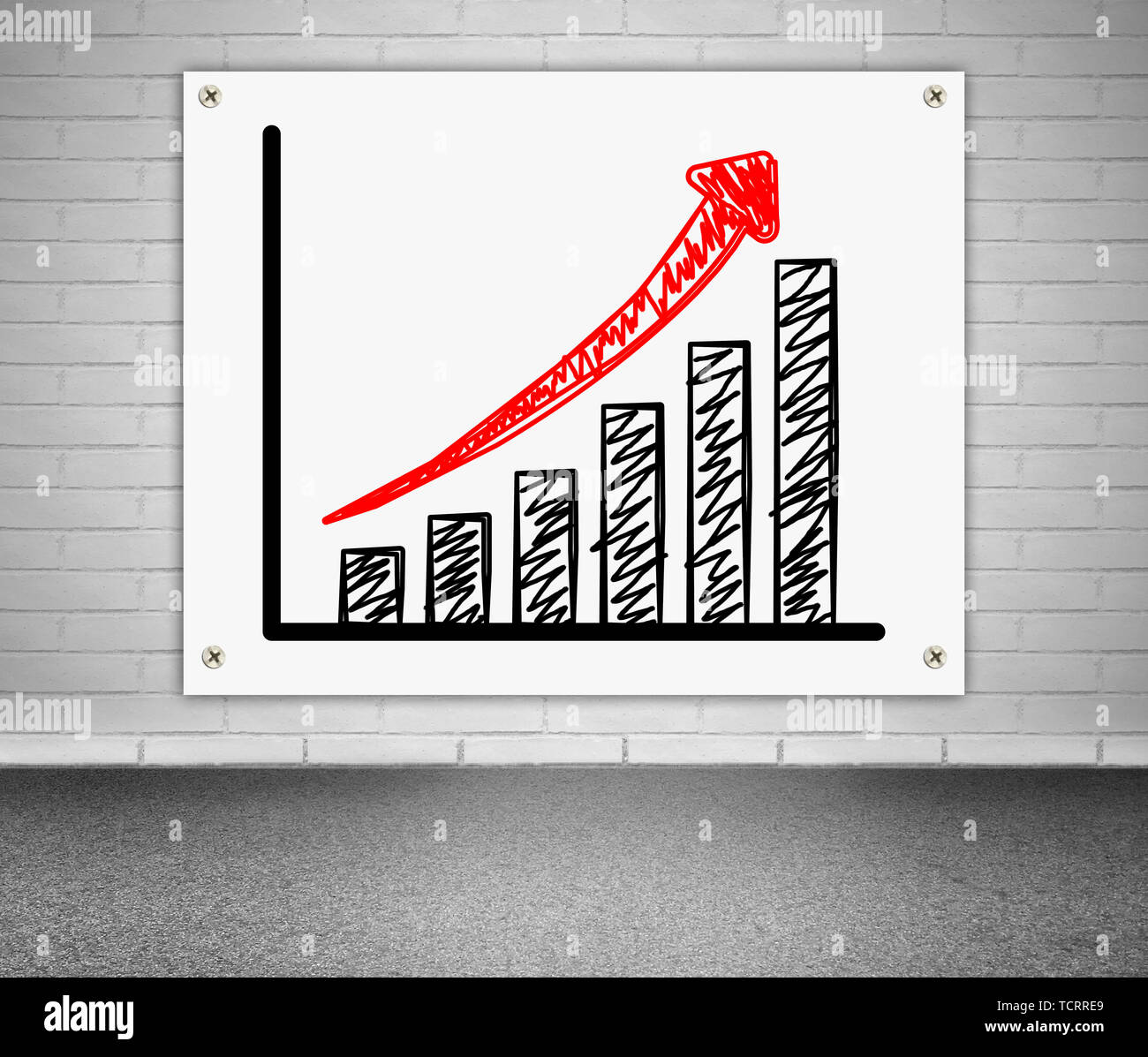 Hand-drawn economic growth chart on walls Stock Photo - Alamy
